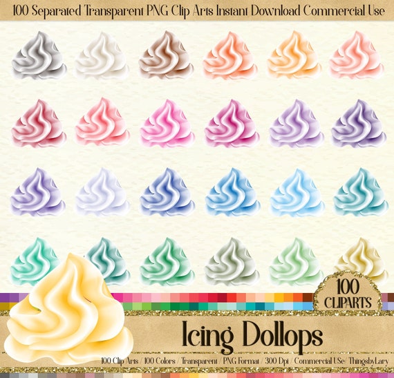 100 Icing Dollops PNG Digital Images Whipped Cream Clip Arts | Etsy