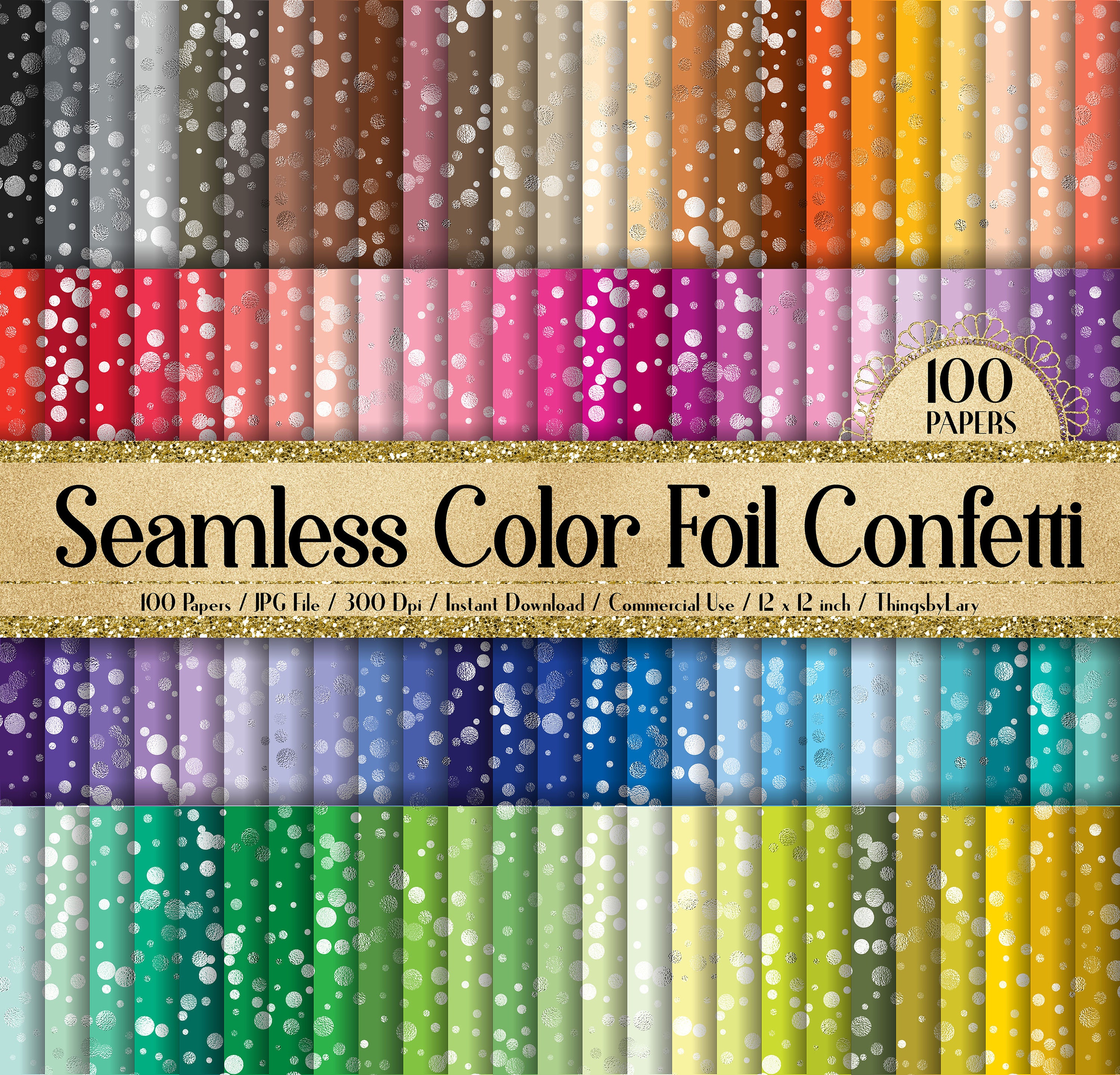 100 Seamless Color Metallic Foil Confetti Digital Papers - Etsy