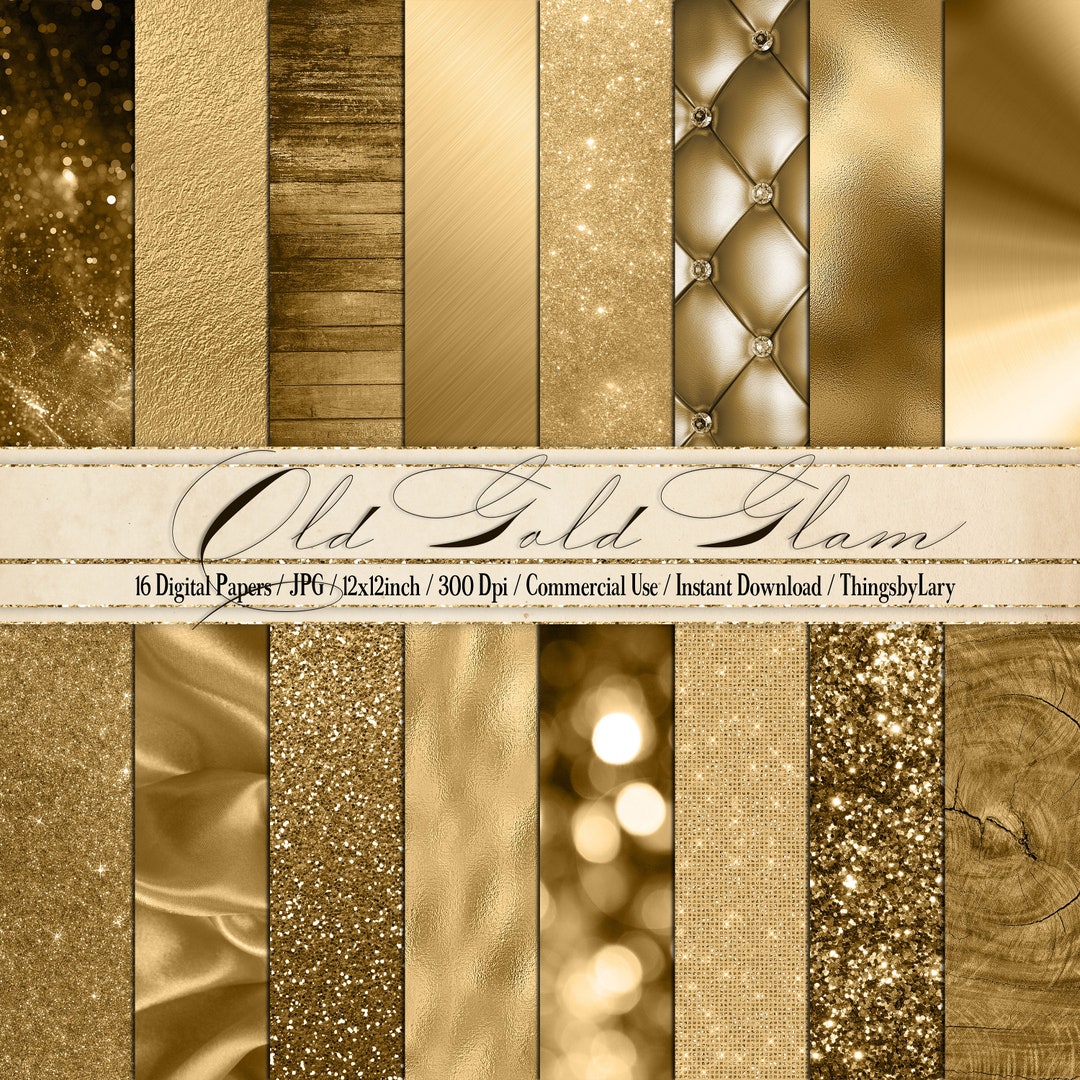 16 Luxury Old Gold Glam Digital Papers 12inch 300 Dpi Commercial Use ...