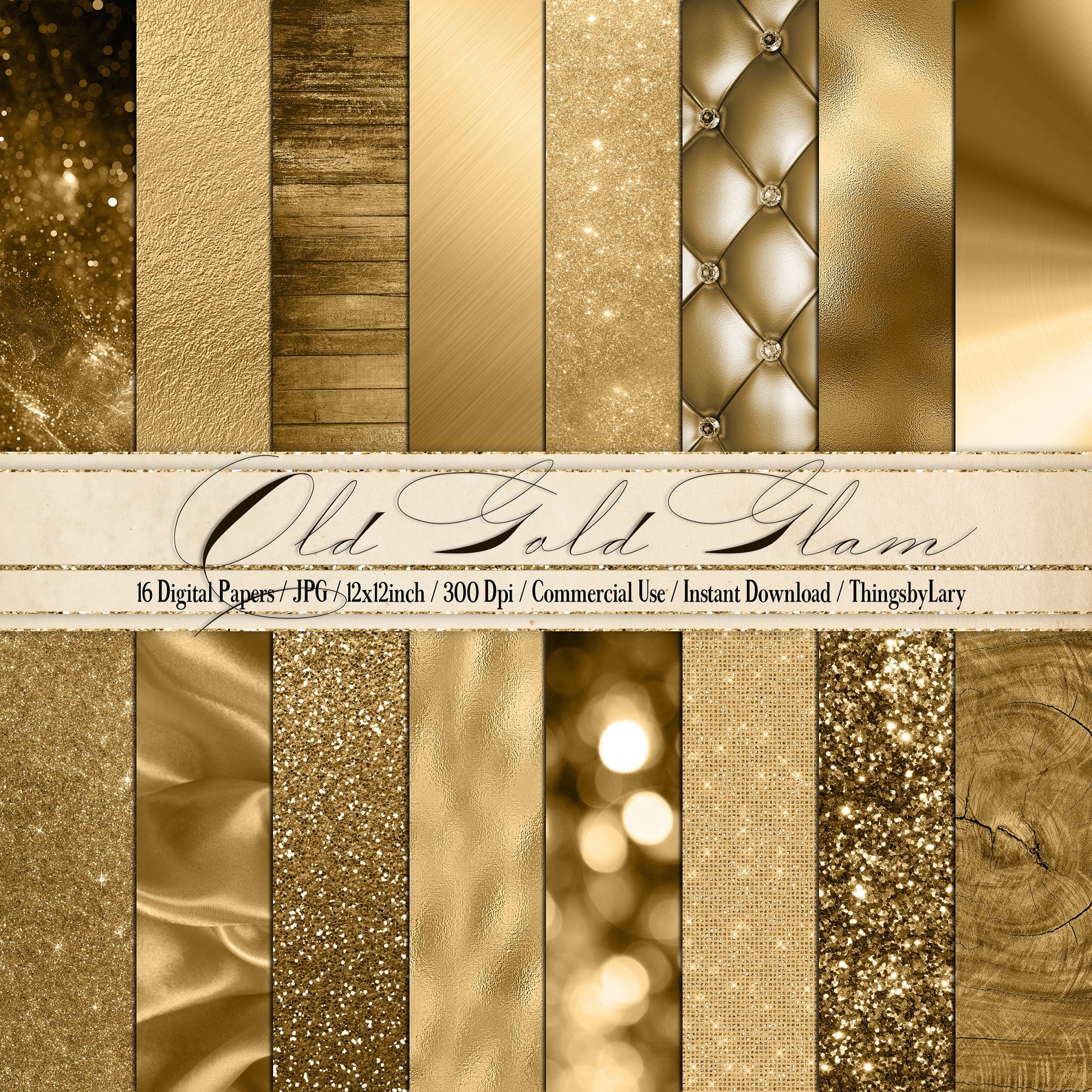 16 Luxury Old Gold Glam Digital Papers 12inch 300 Dpi | Etsy
