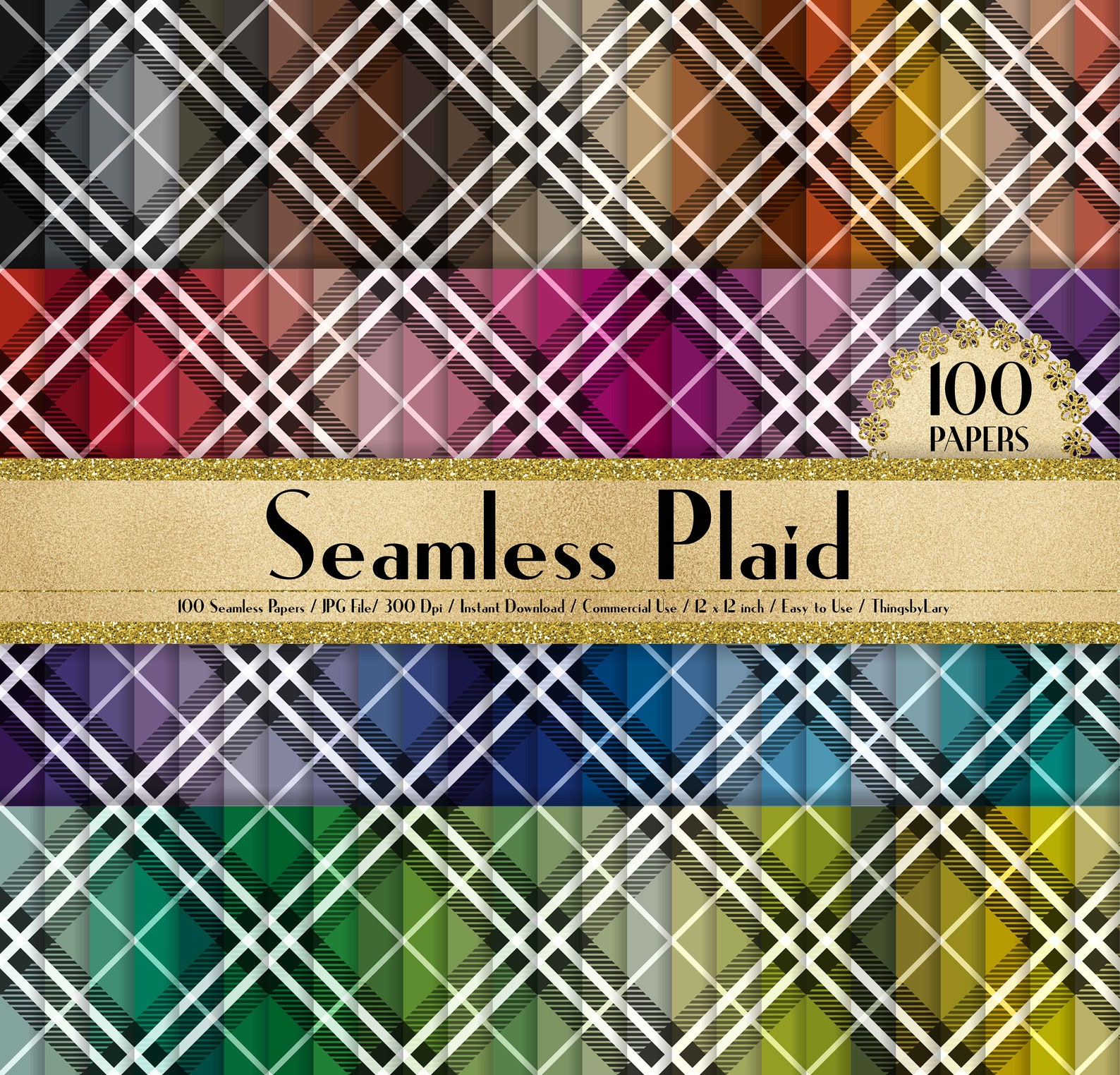 100 Seamless Plaid Pattern Papers 12 Inch 300 Dpi Commercial Use ...