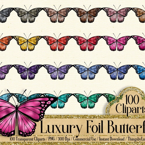 100 Luxury Foil Butterfly Cliparts Planner Clipart Colorful - Etsy