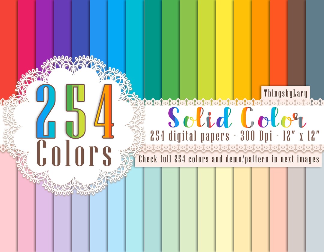 254 Solid Color Digital Papers 12 Inch 300 Dpi Instant Download ...