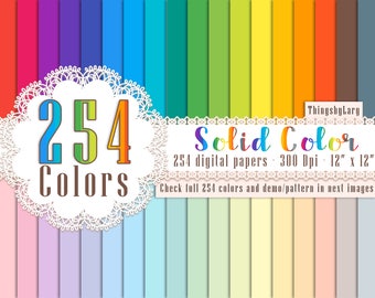 254 Solid Color Digital Papers 12 Inch 300 Dpi Instant - Etsy