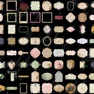 72 Antique Shabby Chic Label Frames Images 300 Dpi PNG Instant Download ...