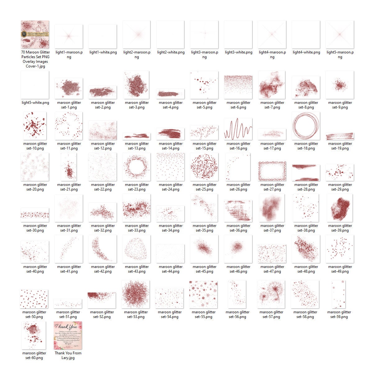 70 Maroon Glitter Particles Set PNG Overlay Images Commercial Use Dusty ...