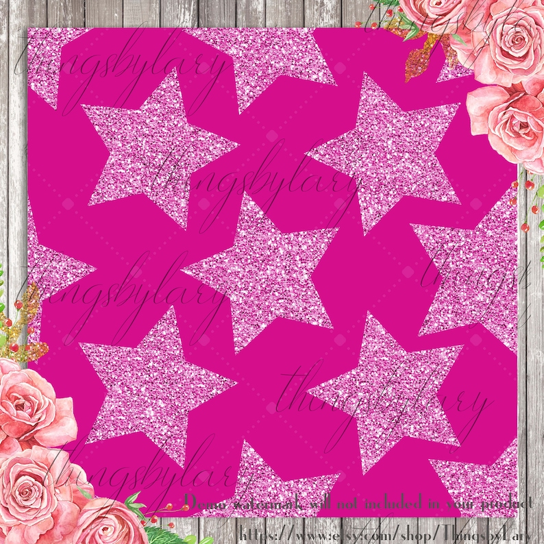 100 Seamless Glitter Star Digital Papers 12inch 300 Dpi Planner Paper ...