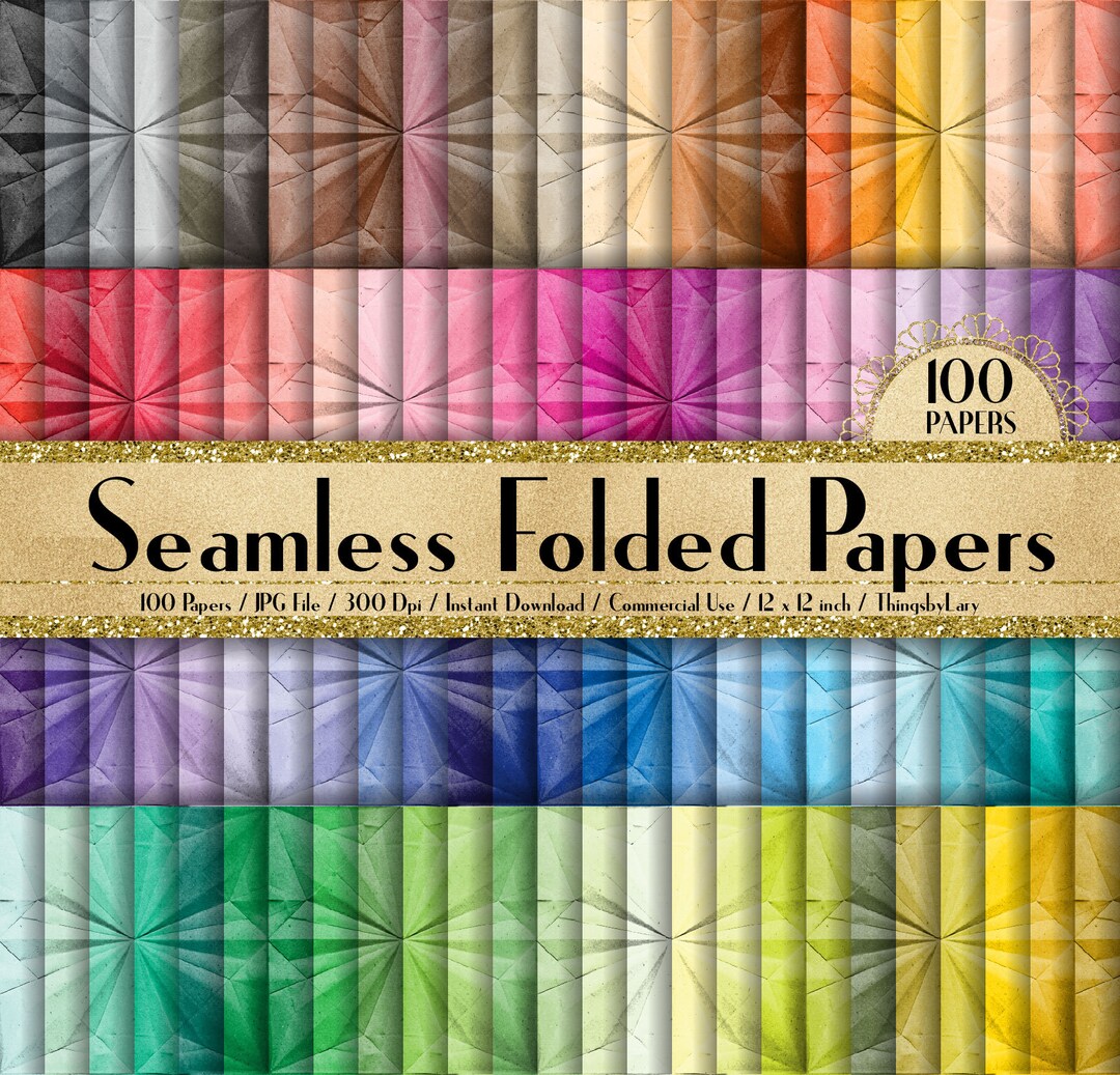 100 Seamless Folded Papers 12 Inch 300 Dpi Instant Download Commercial ...