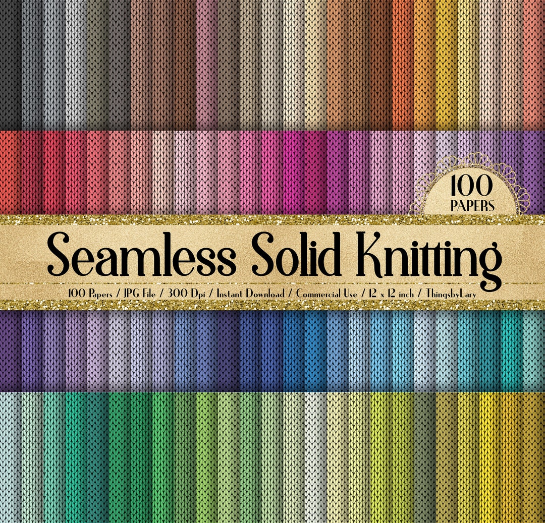 100 Seamless Solid Knitting Pattern Digital Papers 12" 300 Dpi Planner ...