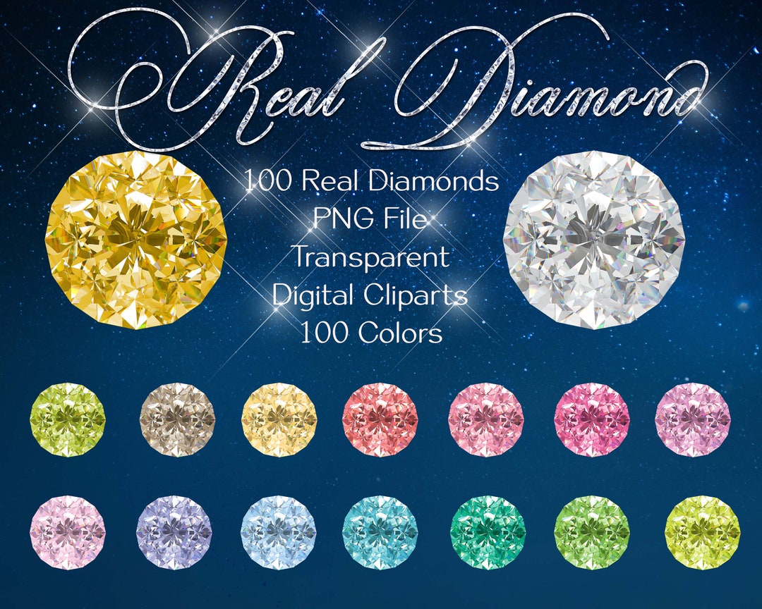 100 Real Round Diamond Cliparts,300 Dpi,instant Download,commercial Use ...
