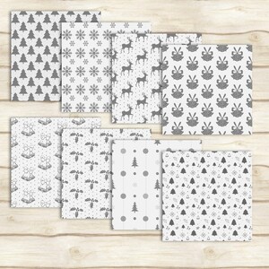 24 White and Gray Christmas Digital Papers 12 X 12 Inch 300 Dpi Instant ...