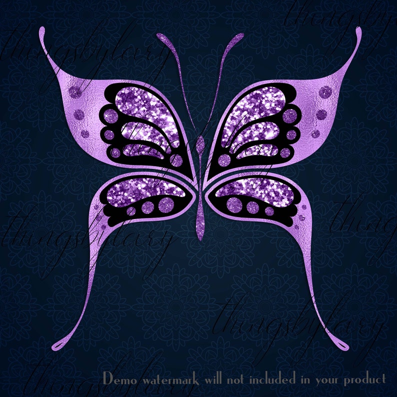 30 Lavender Purple Foil and Glitter Butterfly PNG Image | Etsy
