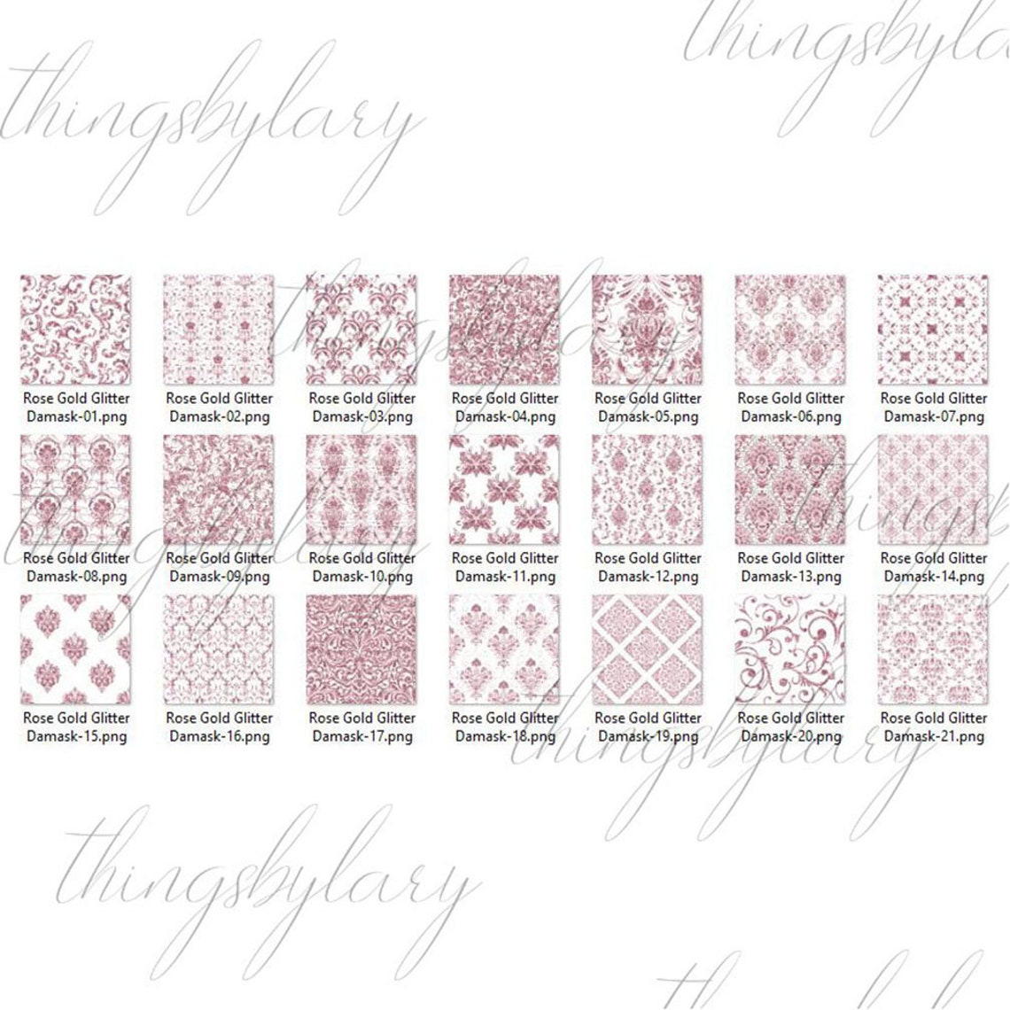 42 Rose Gold Glitter Seamless Damask Ornament Overlays 12in | Etsy