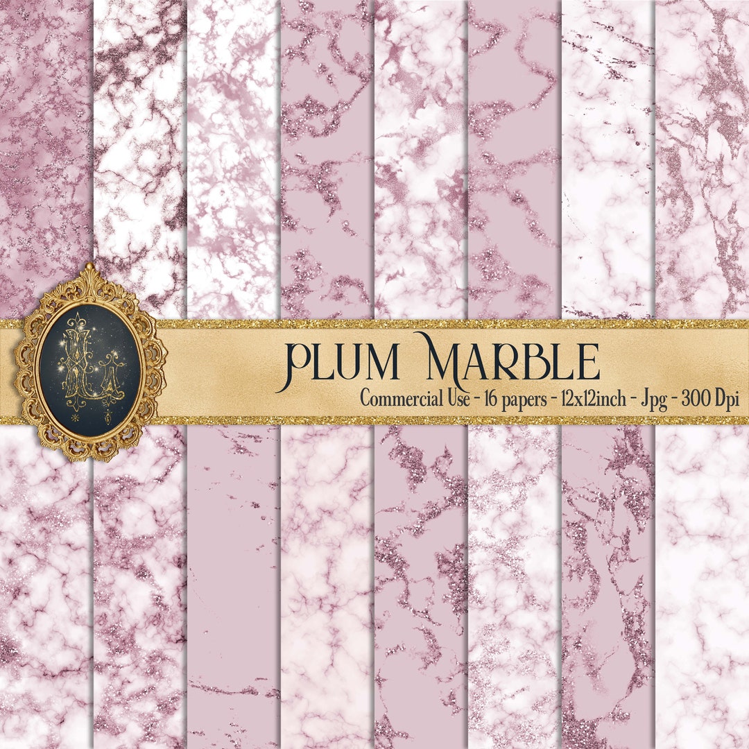 16 Plum Marble Papers, Purple Marble, Digital Marble Paper, Glitter ...