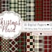 16 Red and Green Plaid Pattern Papers 12x12 Inch, Jpeg File, Instant ...