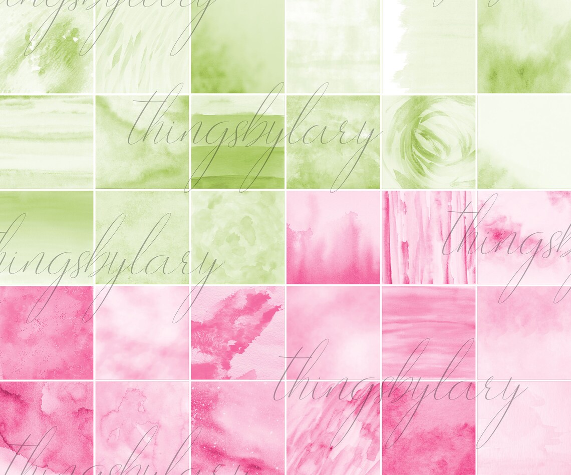 30 Ombre Aloe & Hot Pink Watercolor Digital Papers 12x12 Inch 300 Dpi ...