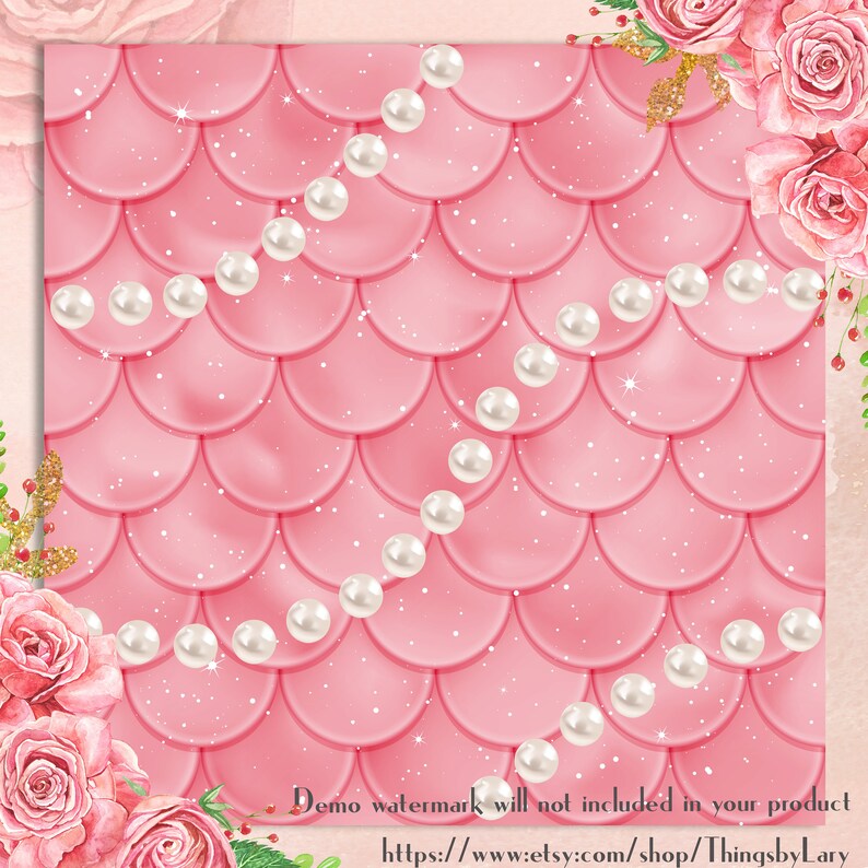 100 Seamless Pearl Mermaid Scale Papers, 300 Dpi Planner Paper ...