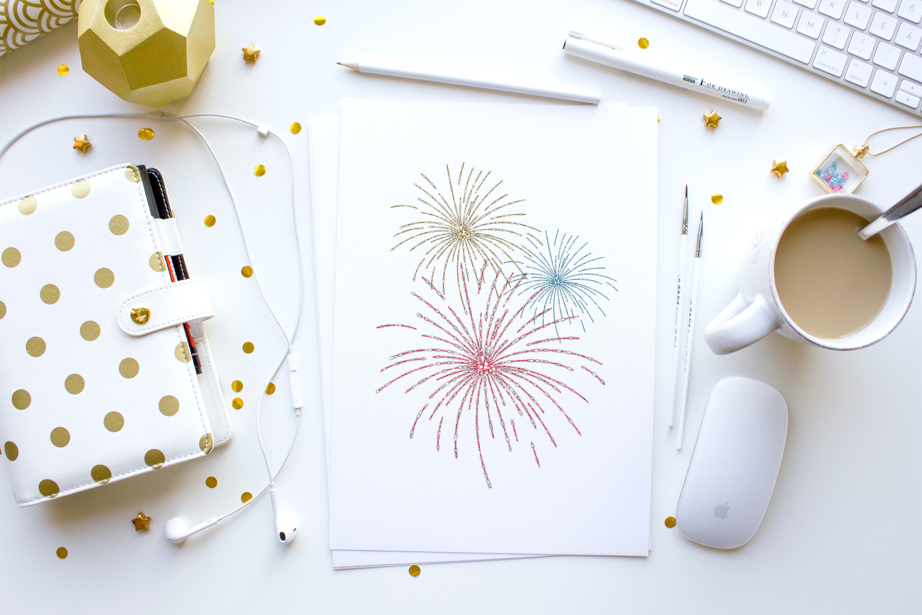 16 Glitter Glowing Fireworks Overlay Image Commercial Use New Year Eve ...