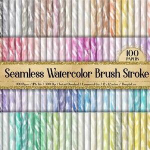 100 Seamless Watercolor Brush Stroke Digital Papers Commercial Use ...