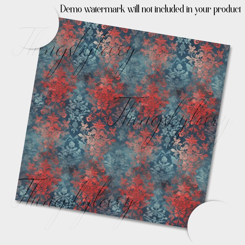 30 Seamless Vintage Red and Blue 4th July Damask Digtal Papers 12" 300 ...