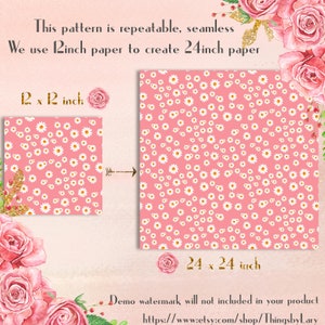 100 Seamless Daisy Flower Digital Papers 12x12" 300 Dpi Planner Paper ...
