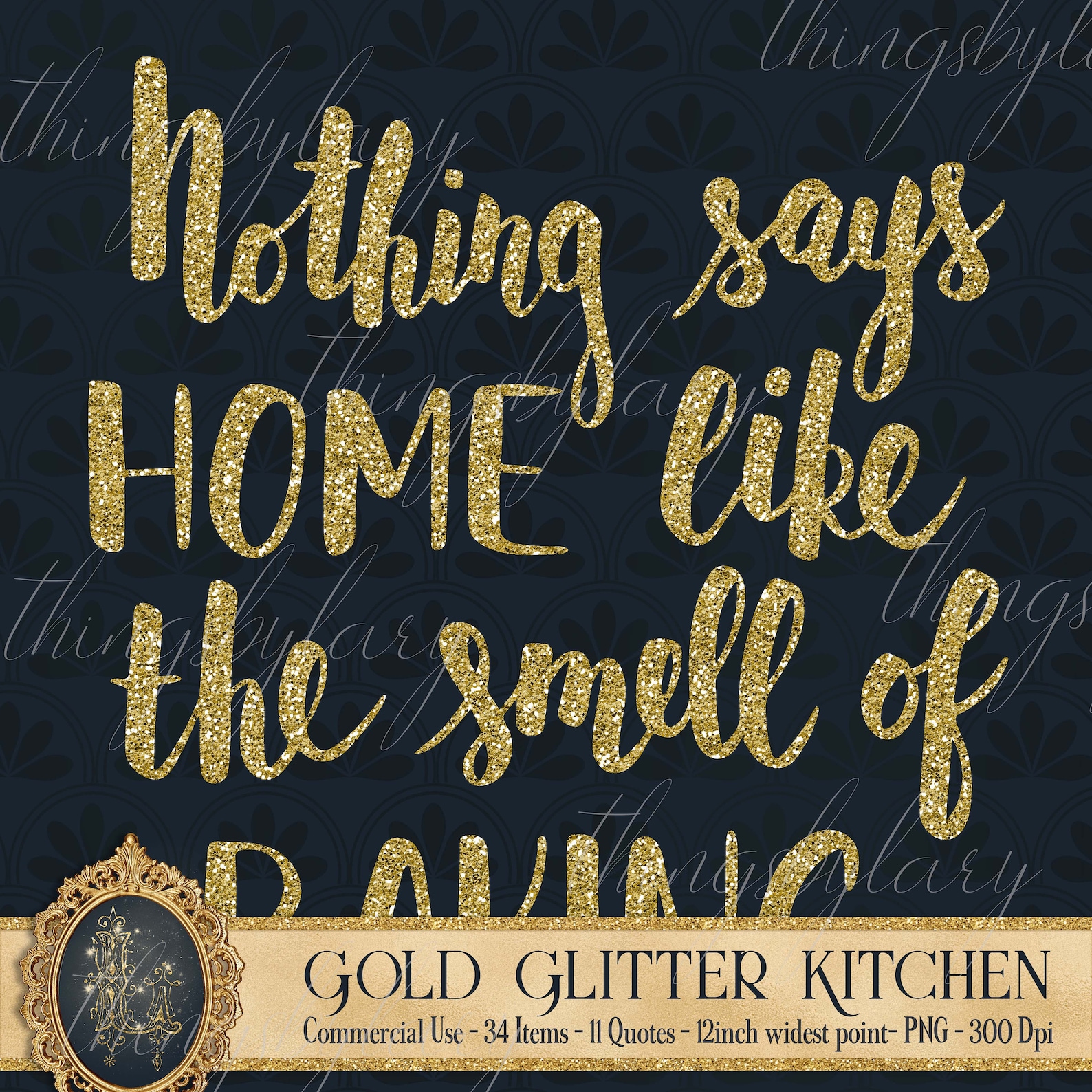 Gold Glitter Kitchen Sets, Instant Download, Commercial Use, Glitter ...