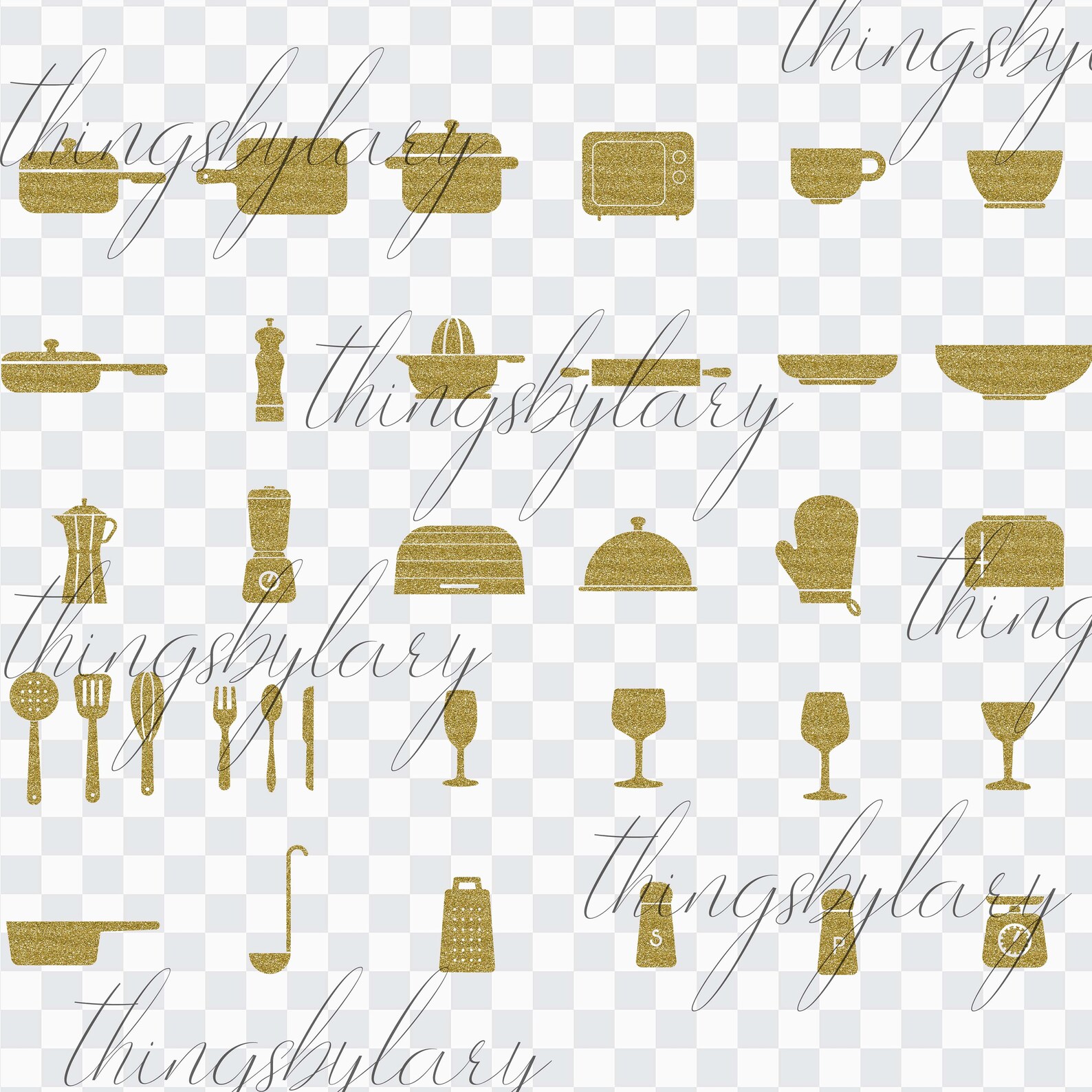 Gold Glitter Kitchen Sets, Instant Download, Commercial Use, Glitter ...