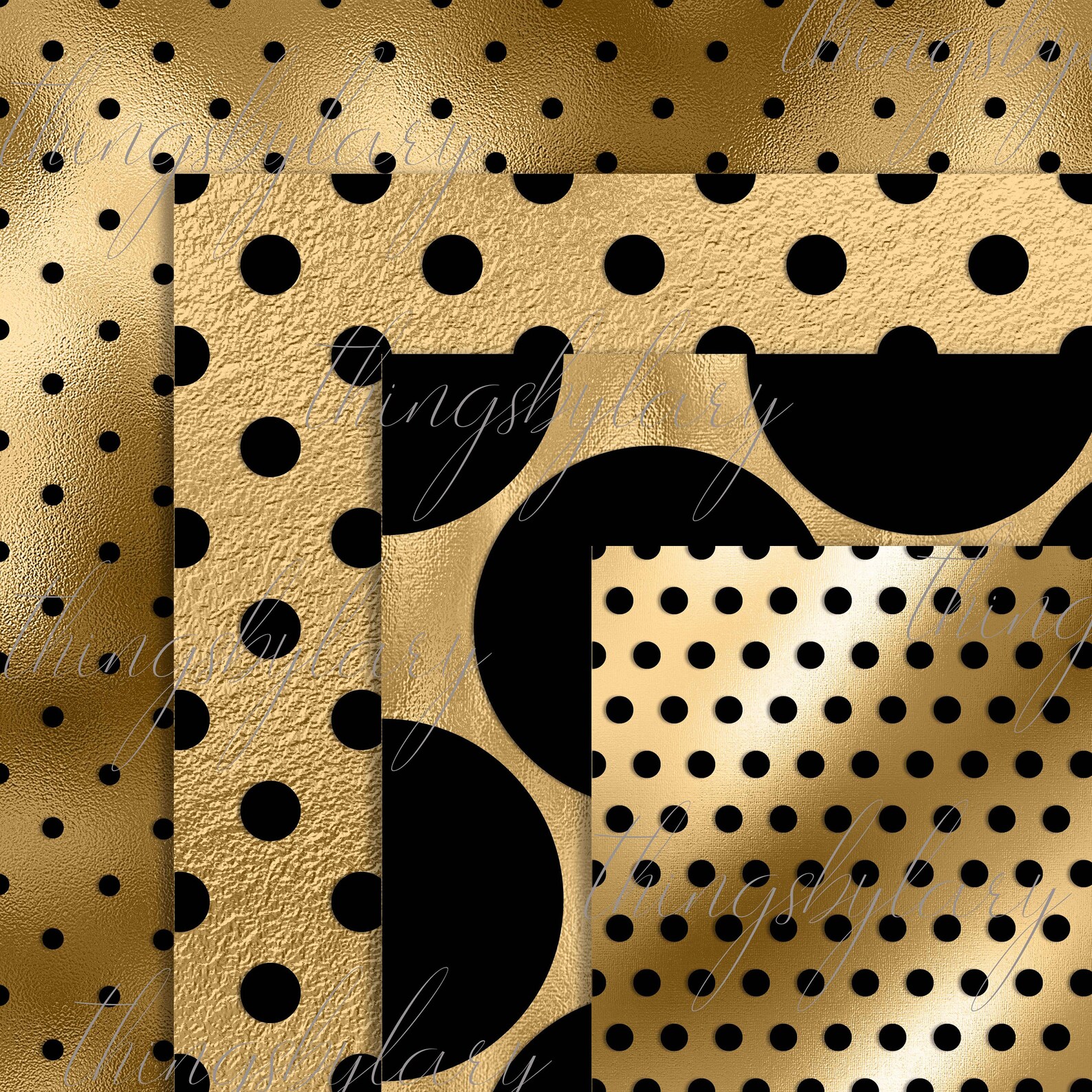 16 Luxury Black and Gold Polka Dot Digital Papers Commercial - Etsy