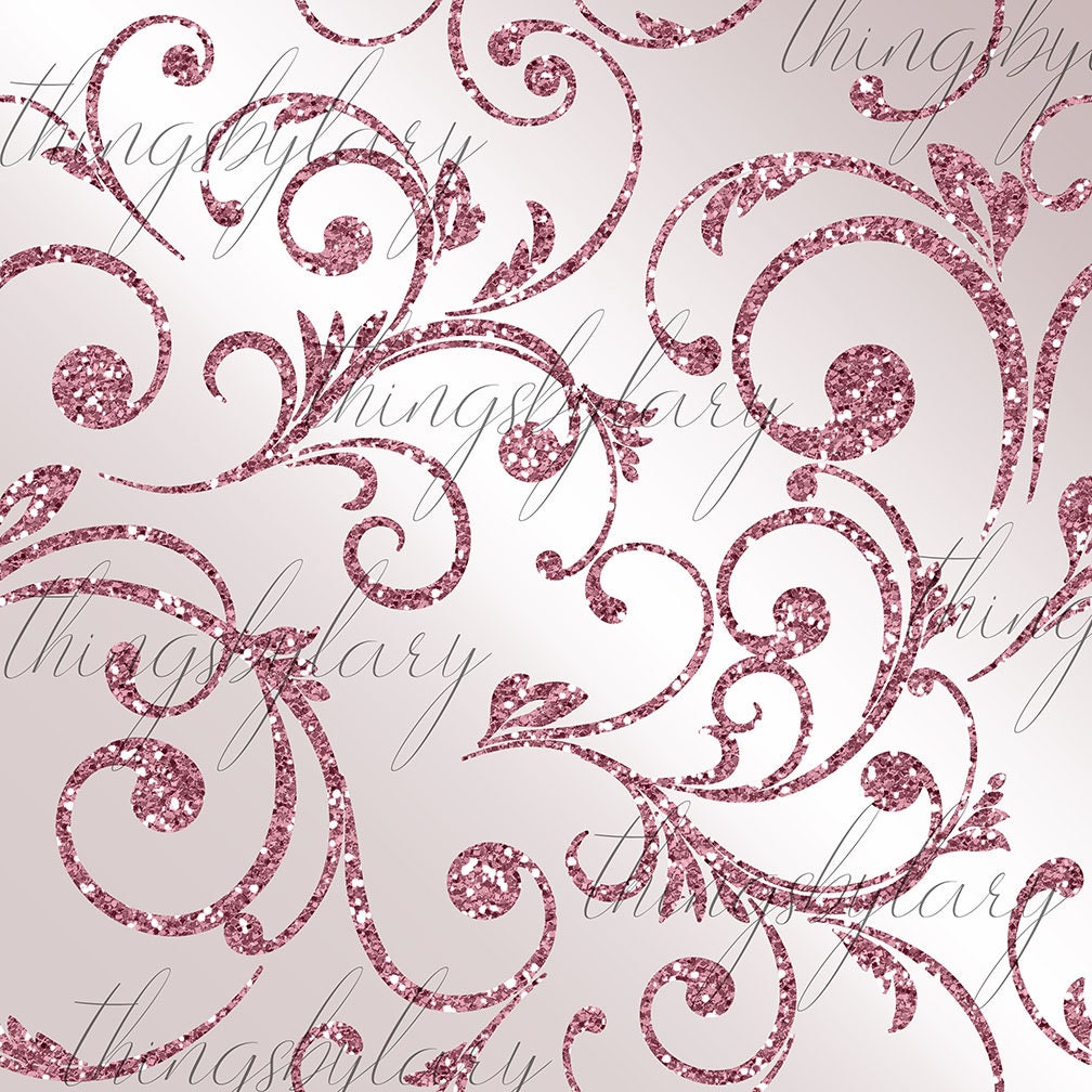 42 Rose Gold Glitter Seamless Damask Ornament Overlays 12in - Etsy