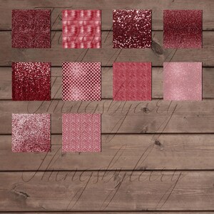 42 Red Glitter Sequin Digital Papers 12x12" 300 Dpi Planner Paper ...