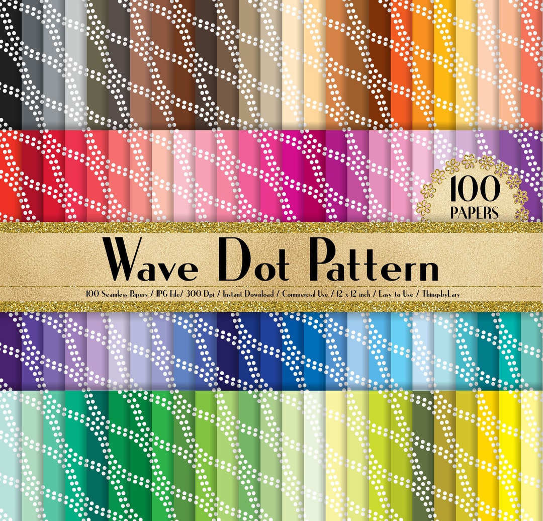 100 Seamless Wave Dot Papers in 12" X 12", 300 Dpi Planner Paper, 100 ...