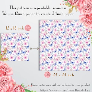 30 Seamless Watercolor Butterflies and Flowers Vol 1 Digital Papers ...