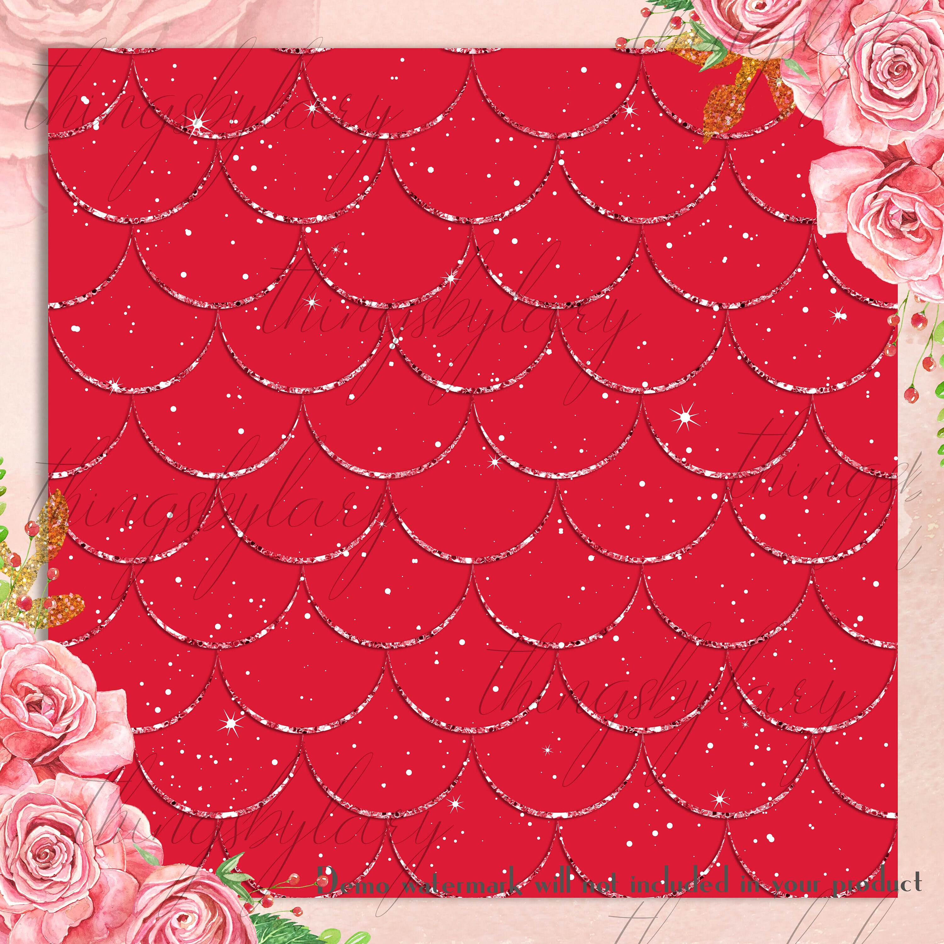 100 Seamless Glitter Mermaid Scale Digital Papers 12x12 - Etsy