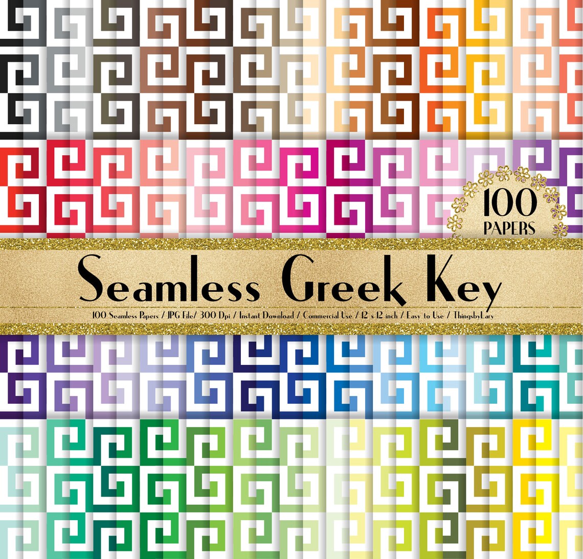 100 Seamless Greek Key Pattern Papers 12 Inch 300 Dpi | Etsy