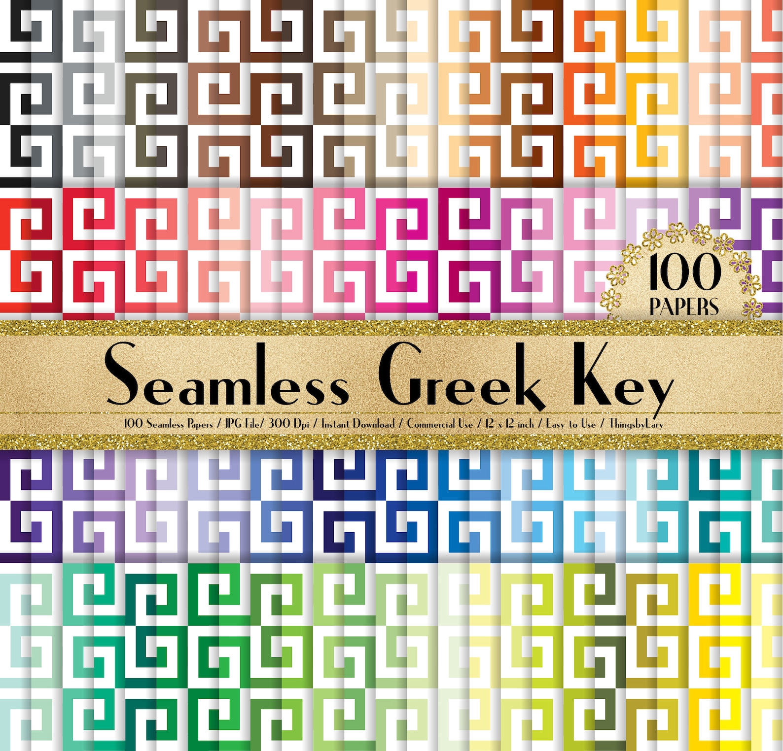 100 Seamless Greek Key Pattern Papers 12 Inch 300 Dpi | Etsy