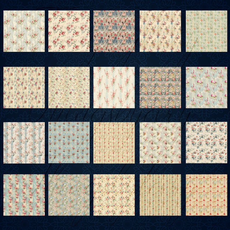 20 Seamless Vintage Decoupage Shabby Chic Ver 2 Digital Papers ...