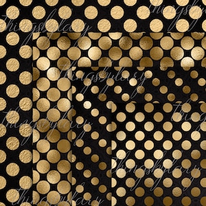 16 Luxury Black and Gold Polka Dot Digital Papers, Commercial Use ...