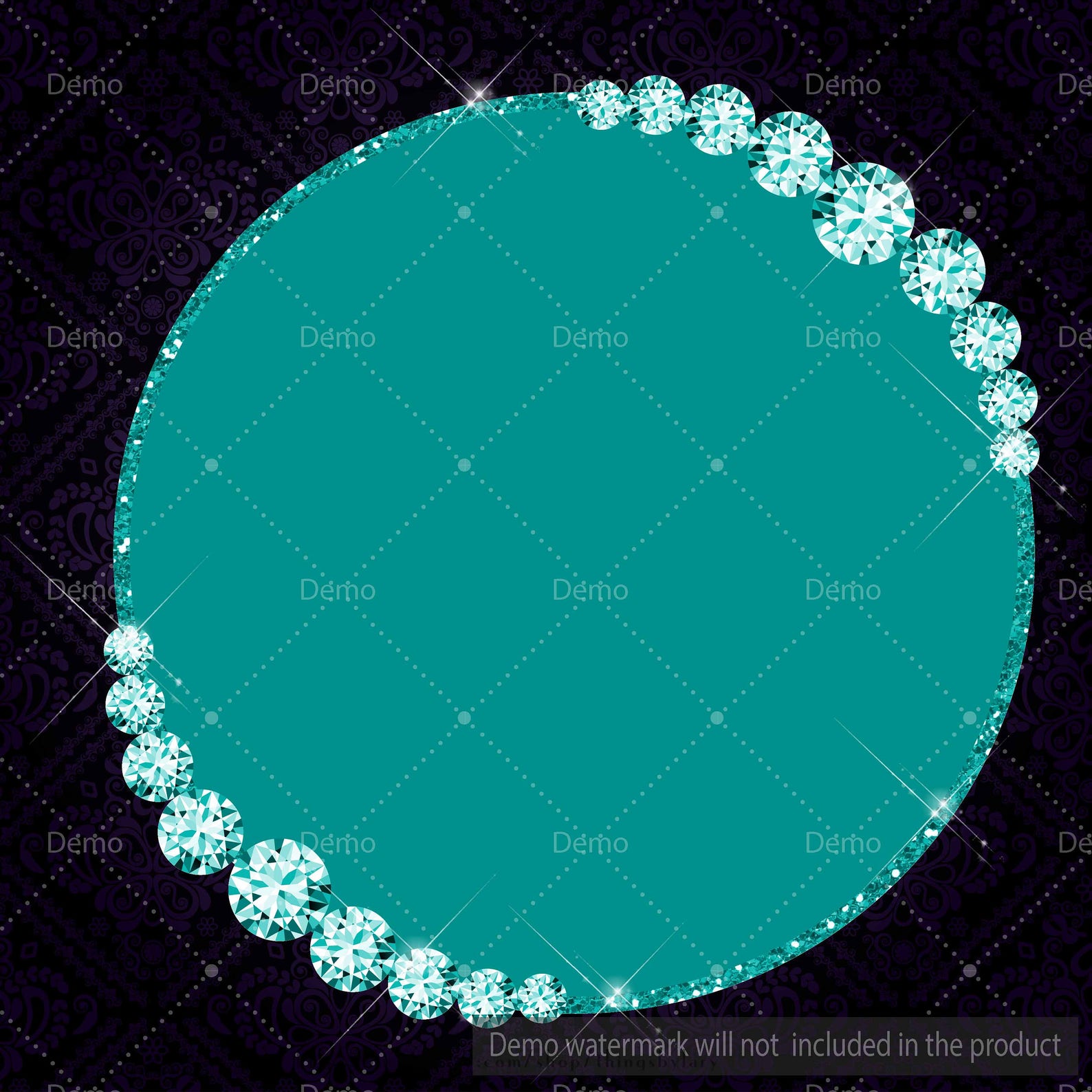 100 Diamond and Glitter Circle Frame Clipart Diamond Frame | Etsy