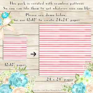100 Seamless Watercolor Striped Papers in 12" X 12", 300 Dpi Planner ...