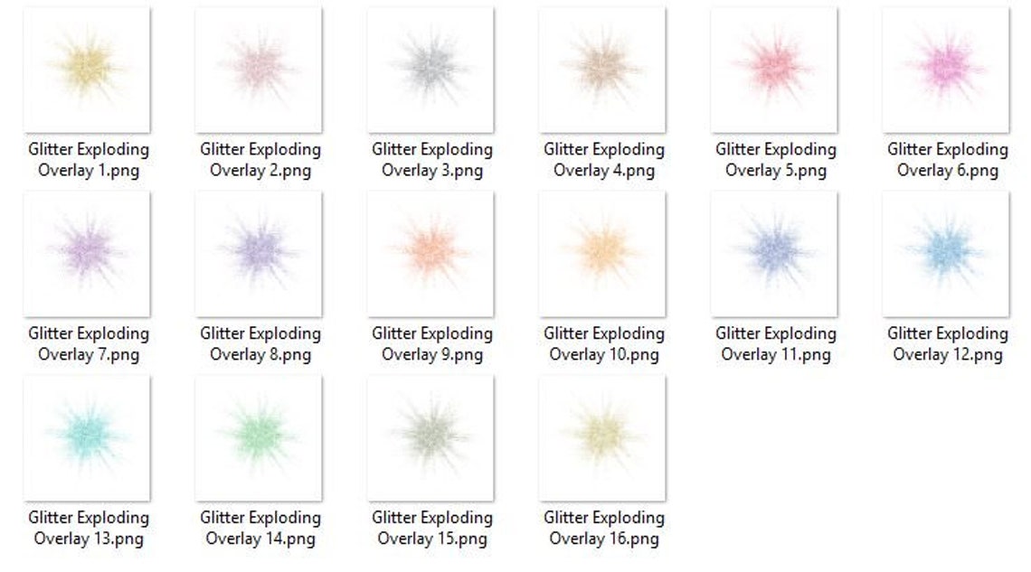 16 Glowing Glitter Explode Overlay Images 16 Colors Gold - Etsy