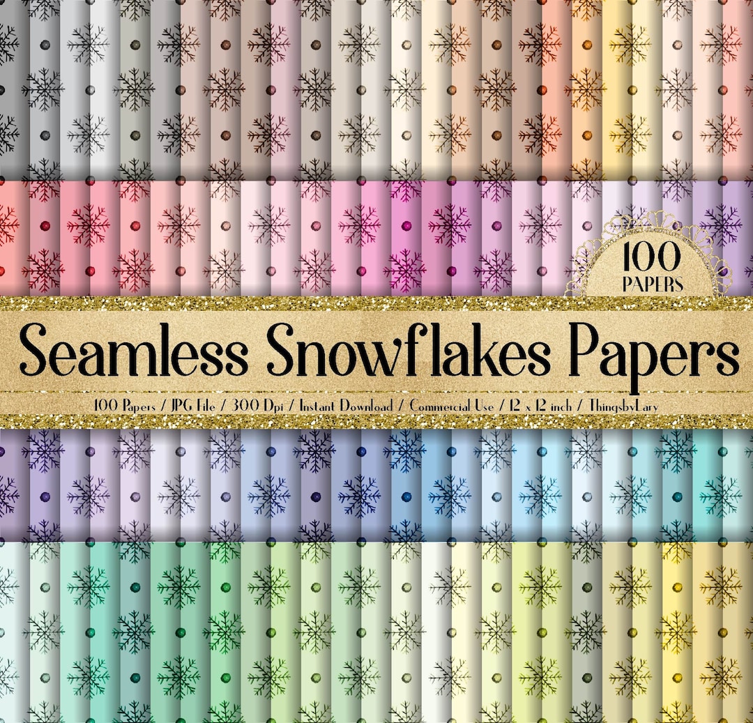 100 Seamless Watercolor Snowflake Papers 12 Inch 300 Dpi Commercial Use ...