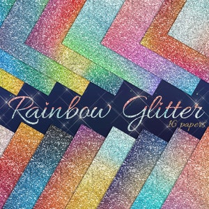 16 Glitter Rainbow Papers, 12 Inch, 300 Dpi, Instant Download ...