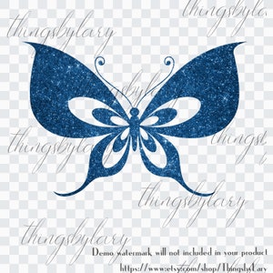 30 Royal Blue Foil and Glitter Butterfly Digital Image 300 Dpi Instant ...