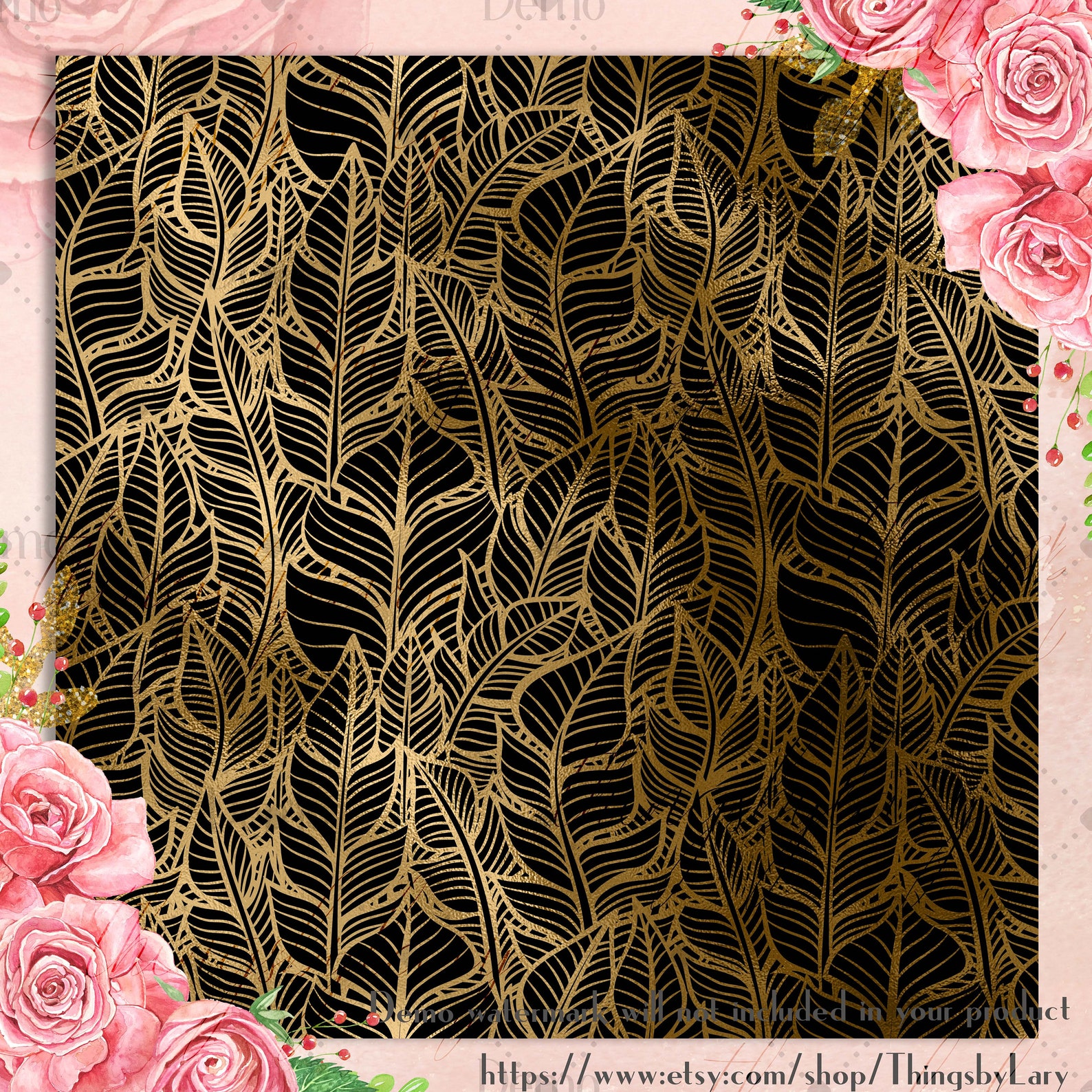 16 Seamless Black and Gold Foil Luxury Pattern Digital Papers - Etsy