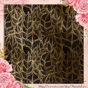 16 Seamless Black and Gold Foil Luxury Pattern Digital Papers 12" 300 ...
