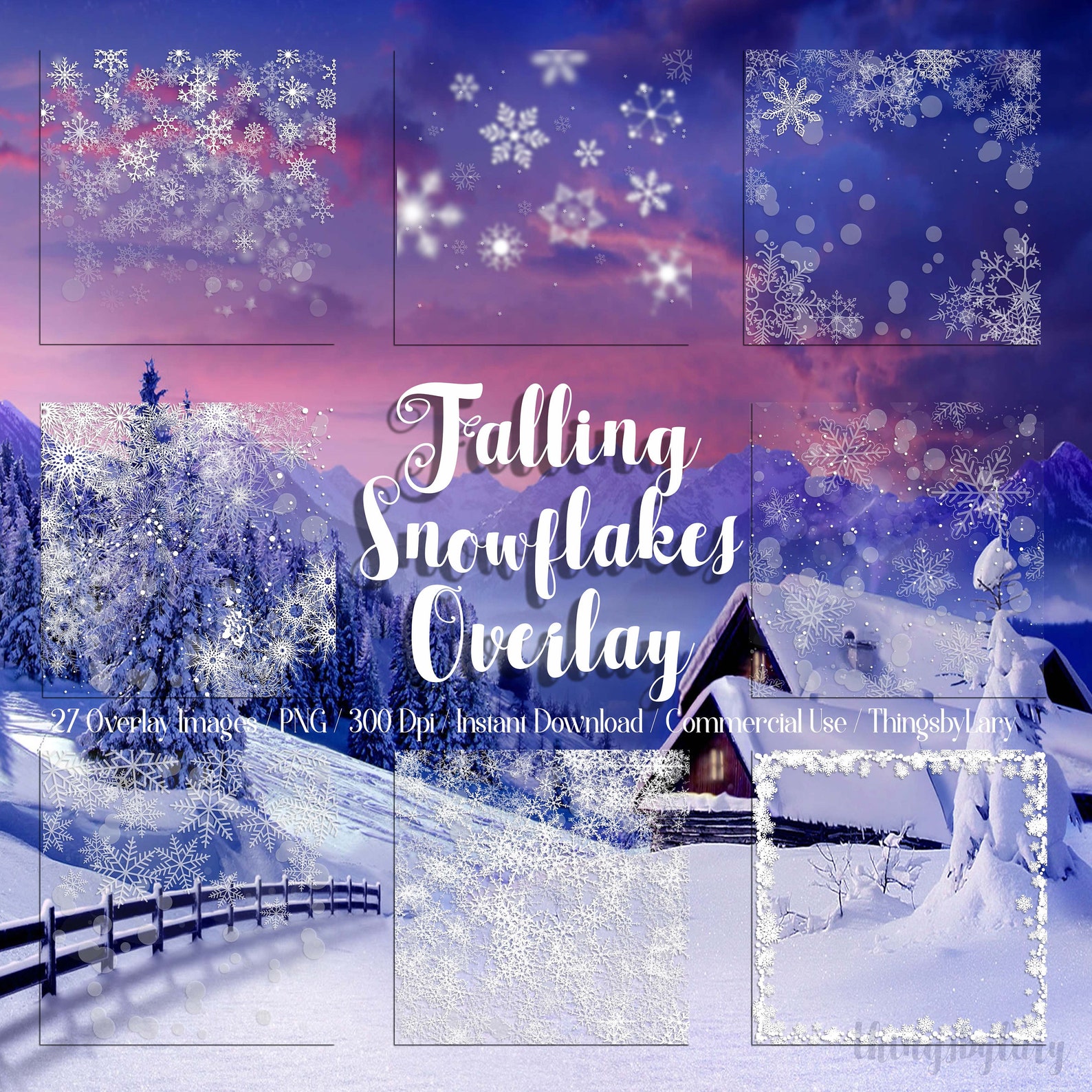 27 Falling Snowflakes Overlay Digital Images PNG Transparent 300 Dpi ...