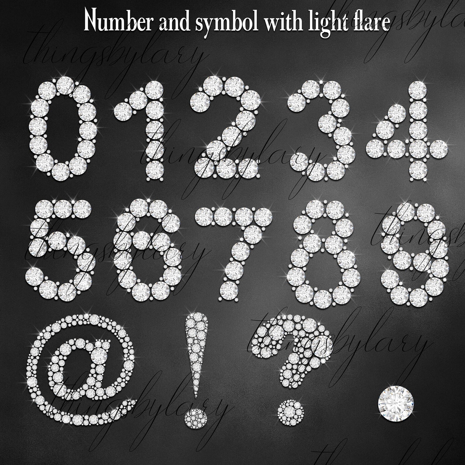 81 Diamond Alphabet Number Symbol Clip Arts (NOT FONT) 300 Dpi PNG ...