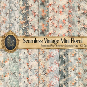 18 Seamless Vintage Mini Floral Digital Papers Commercial Use Old ...