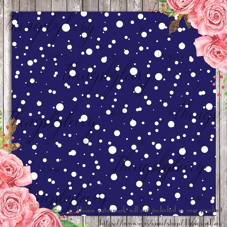 100 Seamless Falling White Snow Digital Papers 12" 300 Dpi Planner ...