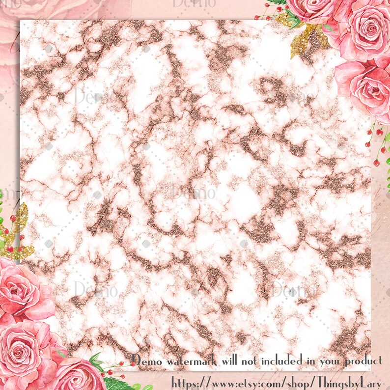 16 Rosegold Marble Papers, Rosegold Marble, Digital Marble Paper ...